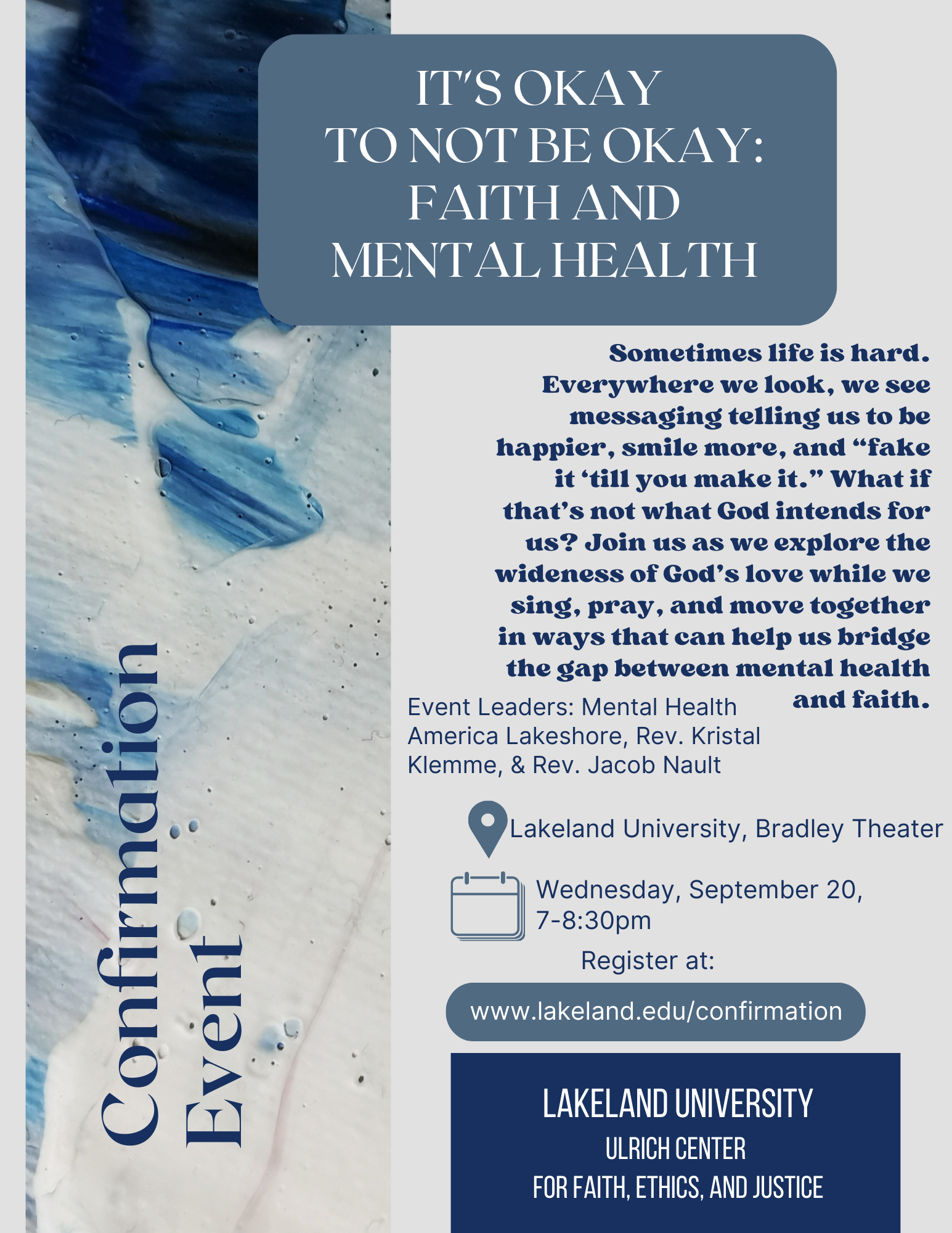 Confirmation Event: It's Ok To Not Be Okay - Faith & Mental Health
